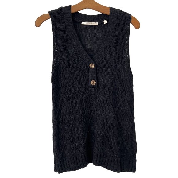 Cyrus | Sweaters | Cyrus Argyle Cable Knit Sweater Vest Women L Black ...